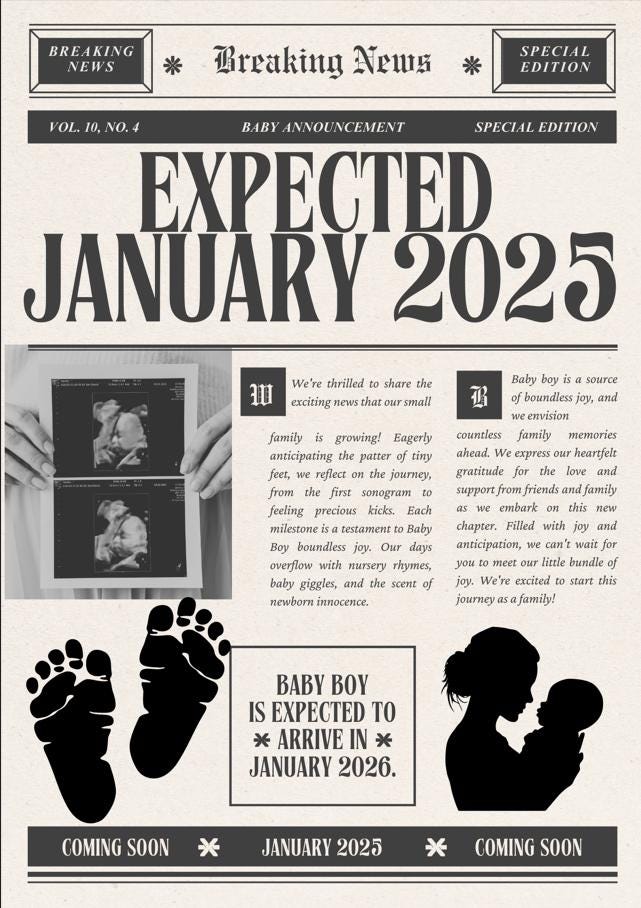 BABY NEWSPAPER New Baby Announcement - Etsy