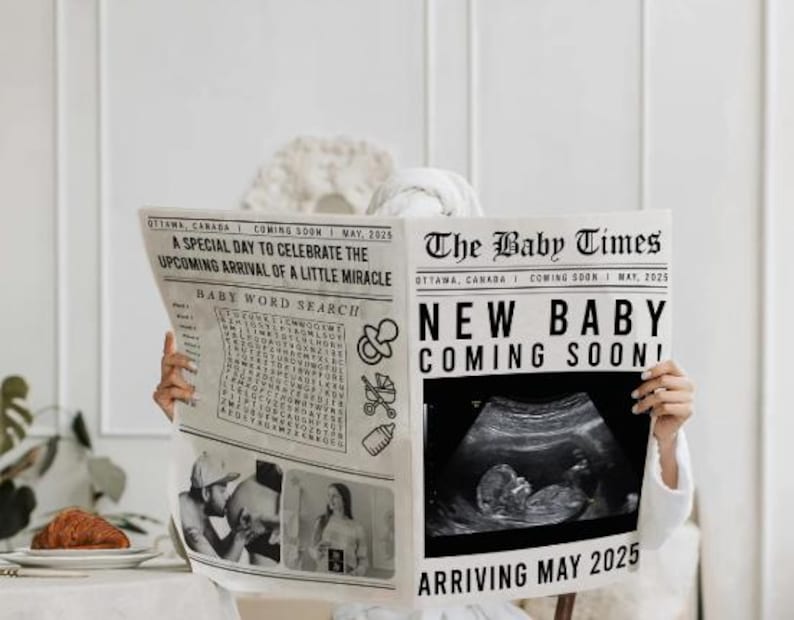 BABY NEWSPAPER New Baby Announcement - Etsy