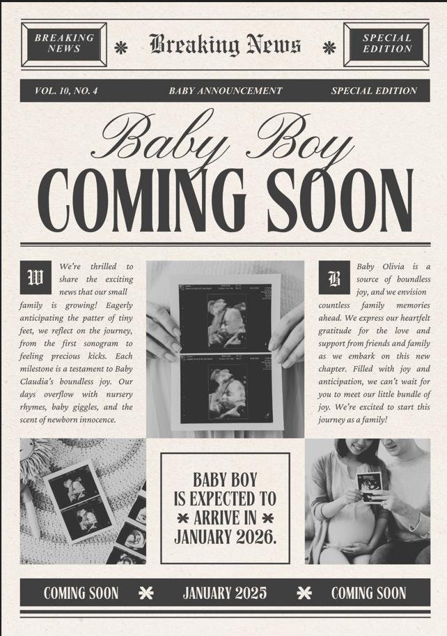 BABY NEWSPAPER New Baby Announcement - Etsy