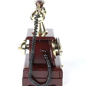 Decorative Antique Retro Dial Candlestick Telephone Wooden Base Brass ...