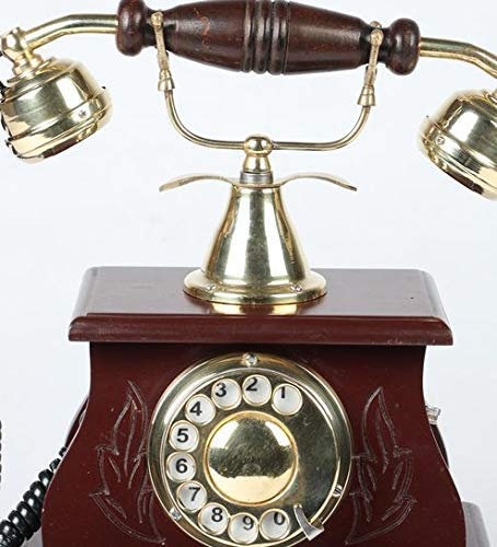 Decorative Antique Retro Dial Candlestick Telephone Wooden Base Brass ...