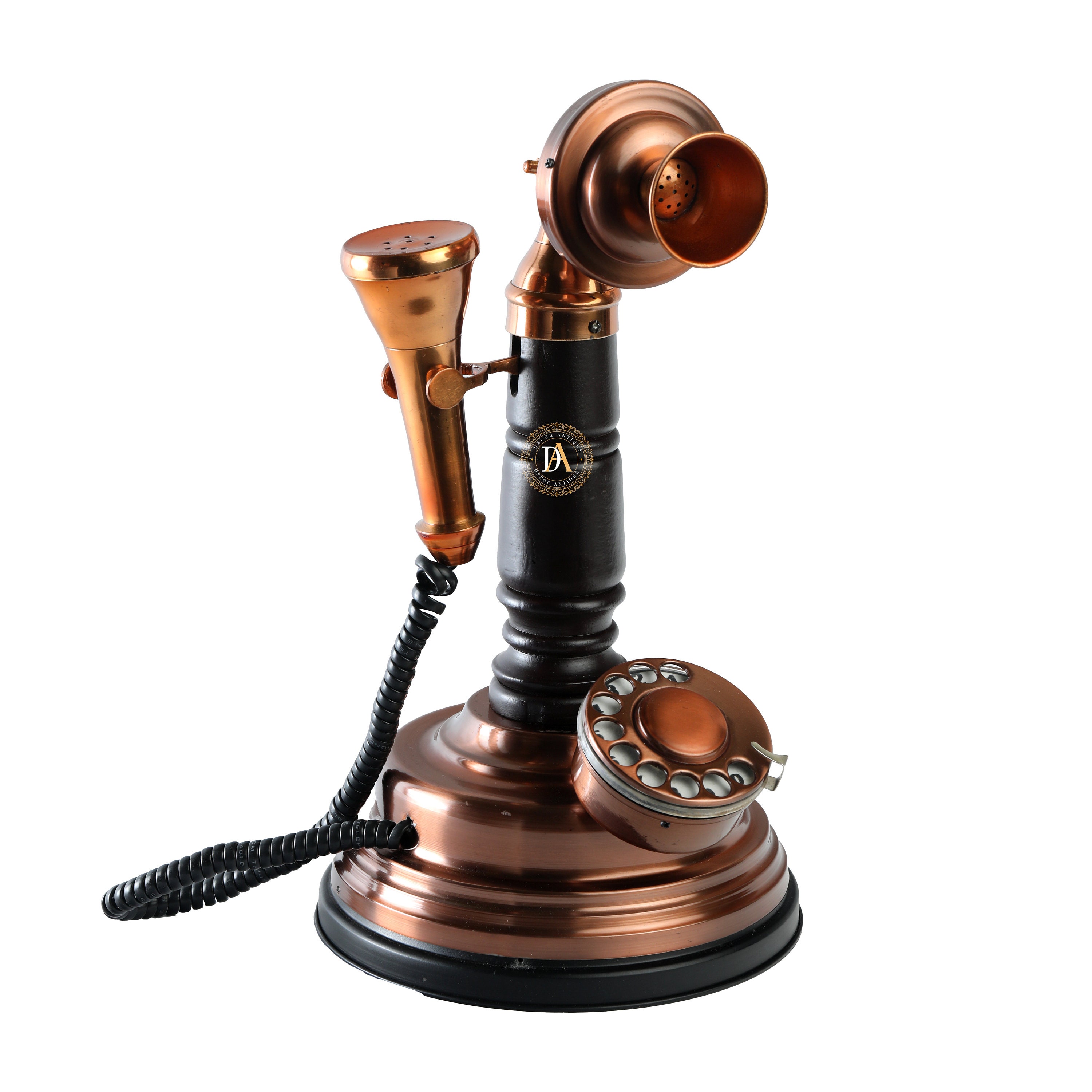 Antique Brass Retro Landline Telephone Vintage Look Rotary Dial ...