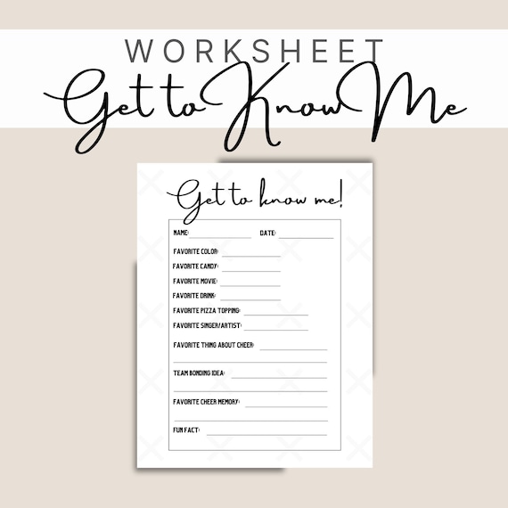 Get to Know Me Worksheet/ Ice Breaker Printable/ - Etsy