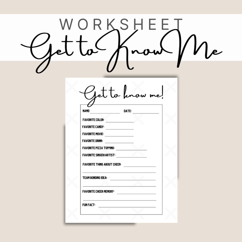 Get to Know Me Worksheet/ Ice Breaker Printable/ - Etsy