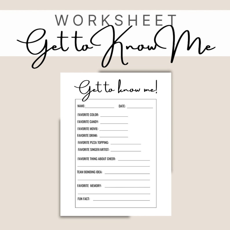 Get to Know Me Worksheet/ Ice Breaker Printable/ Back-to-school ...