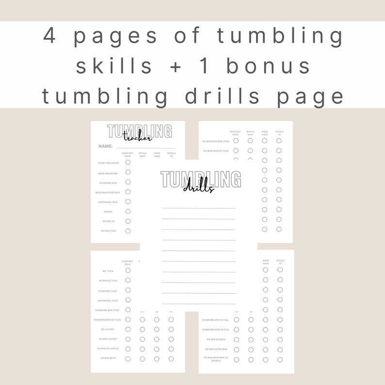 Tumbling Skills Tracker/tumbling Progressions/cheerleading Tracker ...
