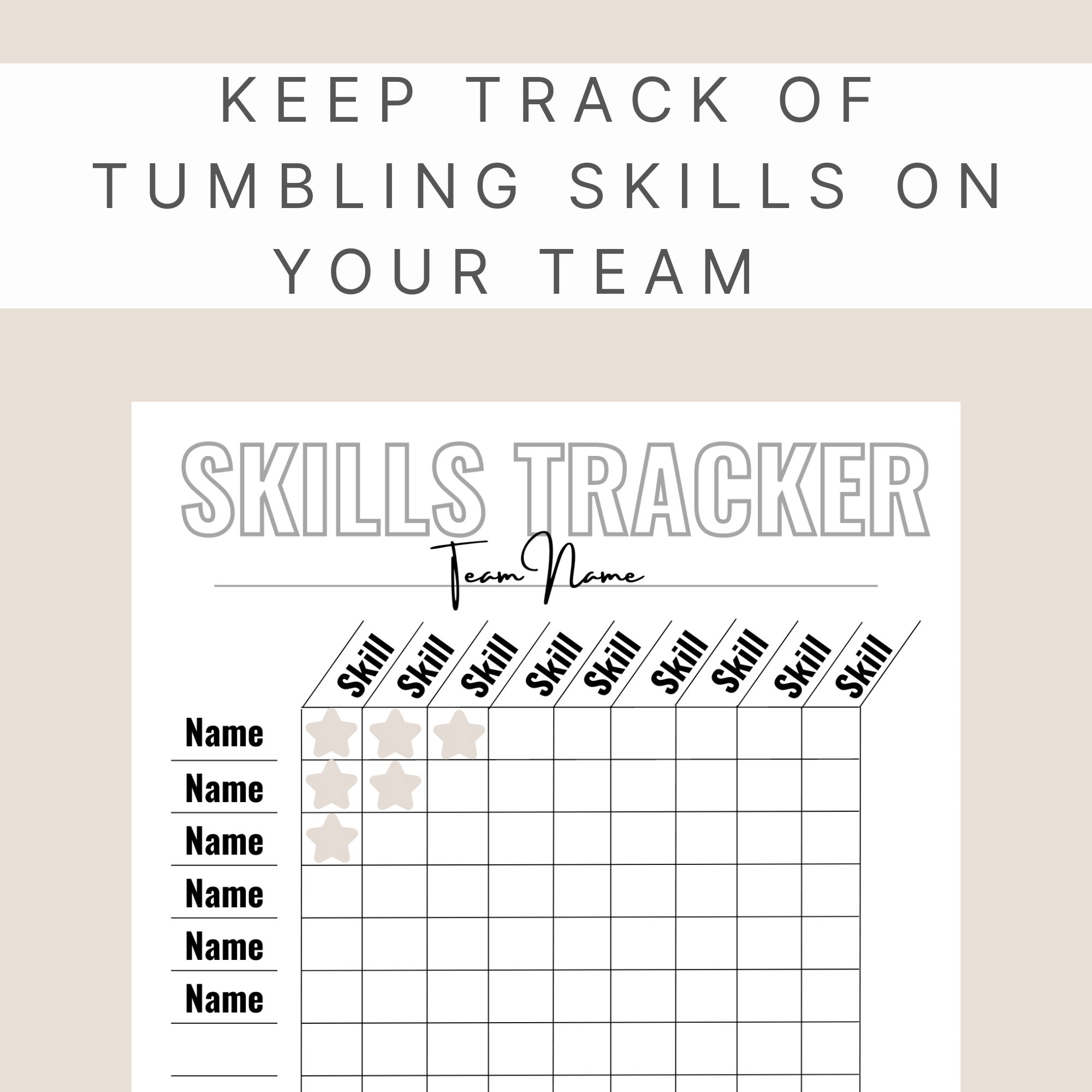 Skills Tracker/tumbling Skills Tracker/cheerleading Tracker/tumbling ...