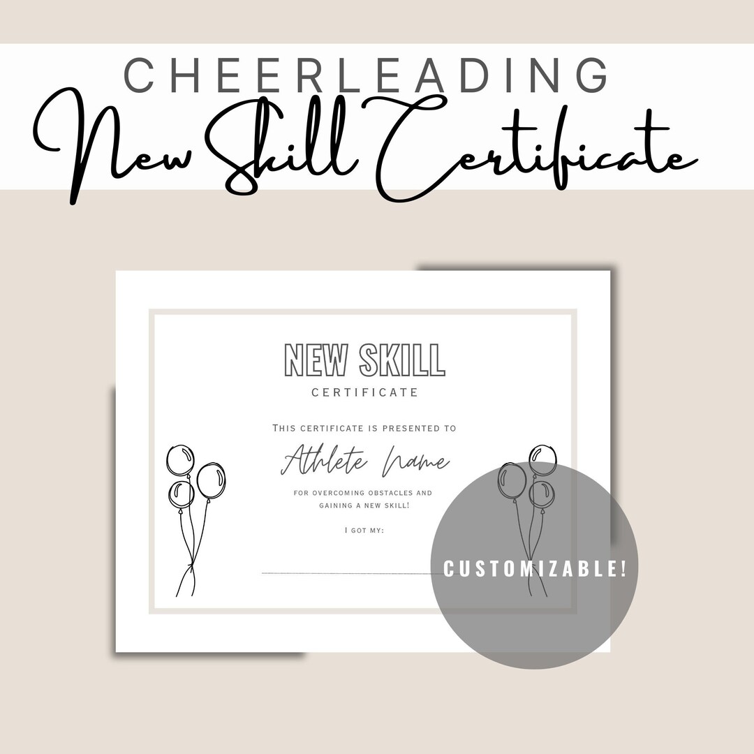 New Skill Certificate/customizable Certificate/cheerleading Awards ...