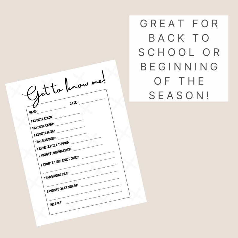 Get to Know Me Worksheet/ Ice Breaker Printable/ - Etsy