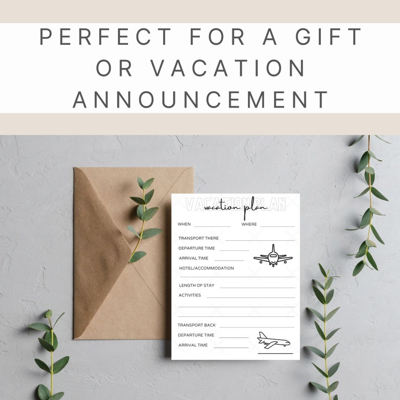 Vacation Plan Printable/vacation Announcement/trip Plan Announcement ...