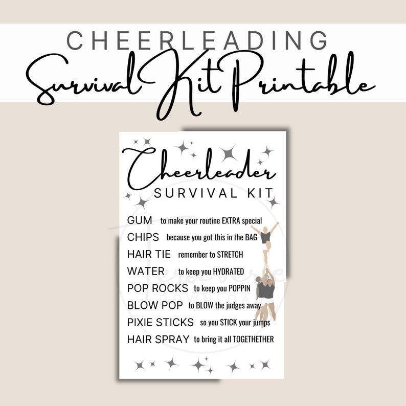 Cheerleading Survival Kit Printable, Cheerleader Goodie Bags ...