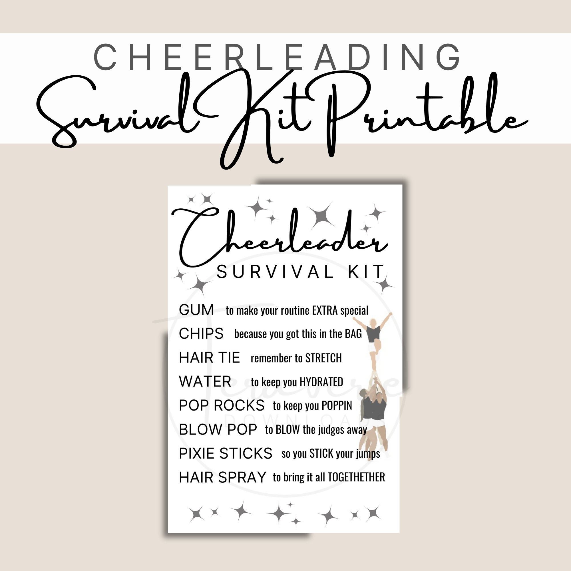 Cheerleading Survival Kit Printable, Cheerleader Goodie Bags ...