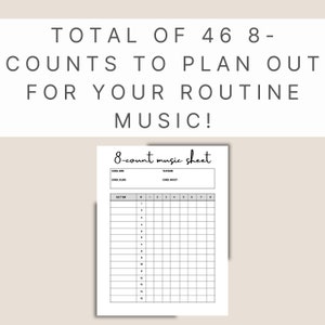 8-count Cheer Music Sheet/choreography Sheet/8-count Music Tracker/8 ...