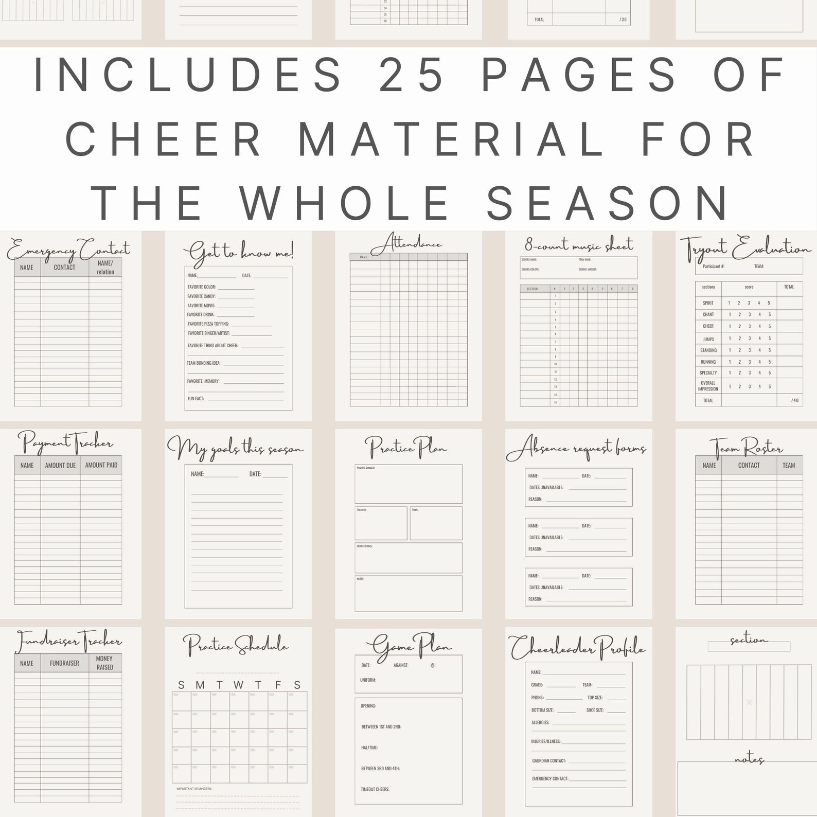 NEW Customizable Cheer Coach Planner Bundle/cheerleading Planner for ...