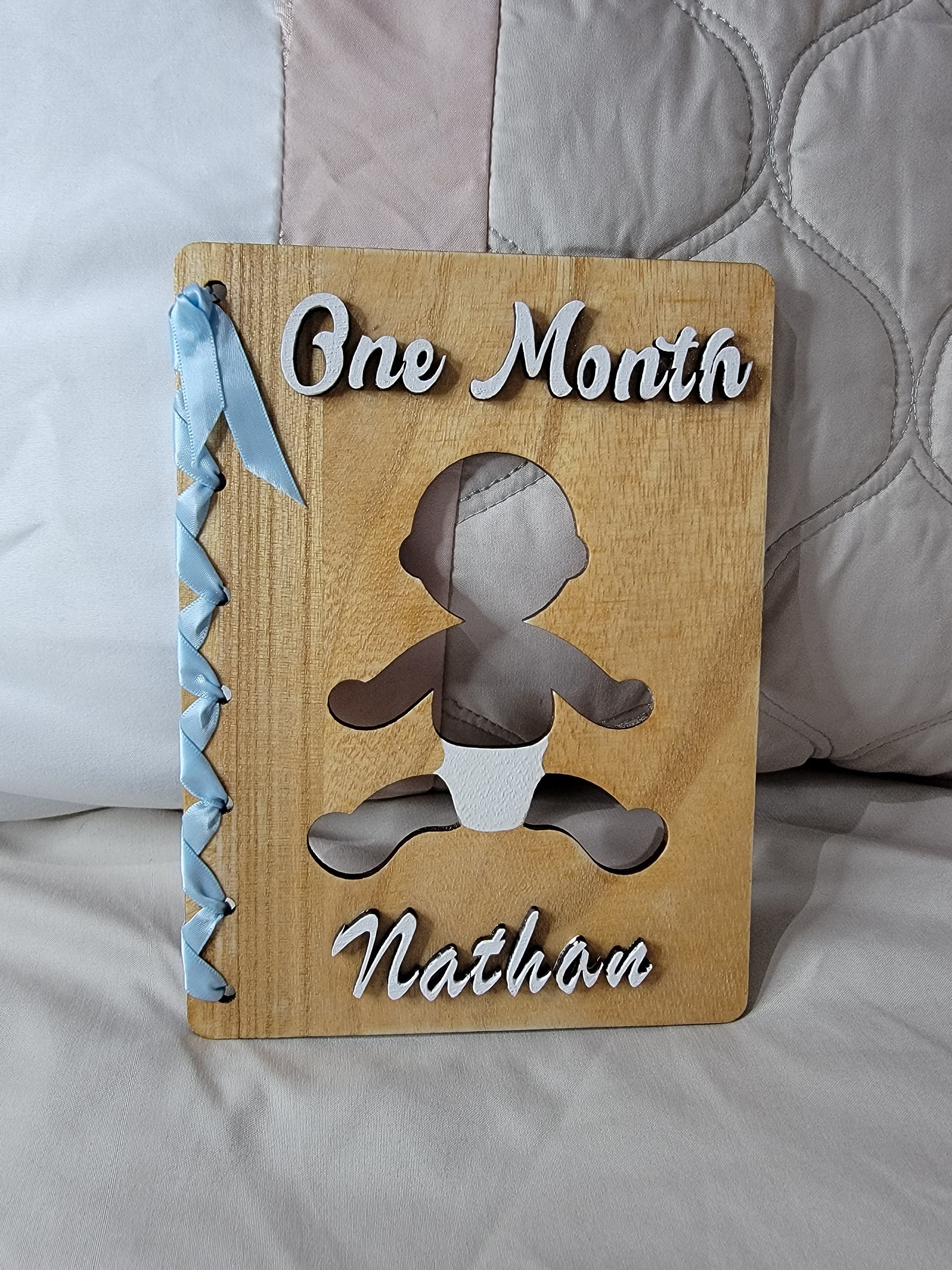 Kid-shaped Wooden First Month Sign Milestone Baby Card One - Etsy