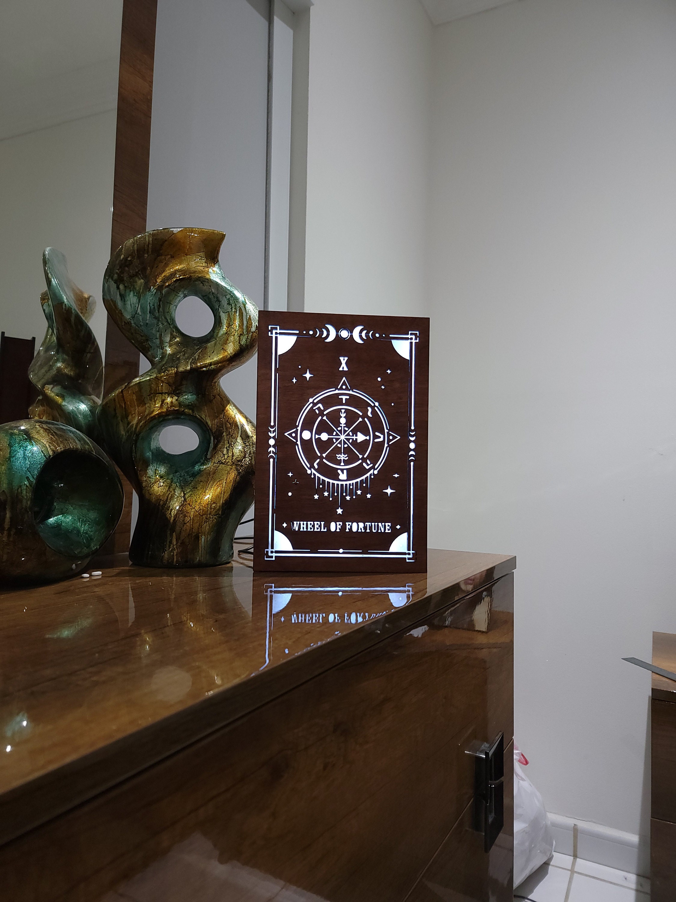 Wheel of Fortune Light, Tarot Light, Bedside Lamp, Wheel of Fortune ...