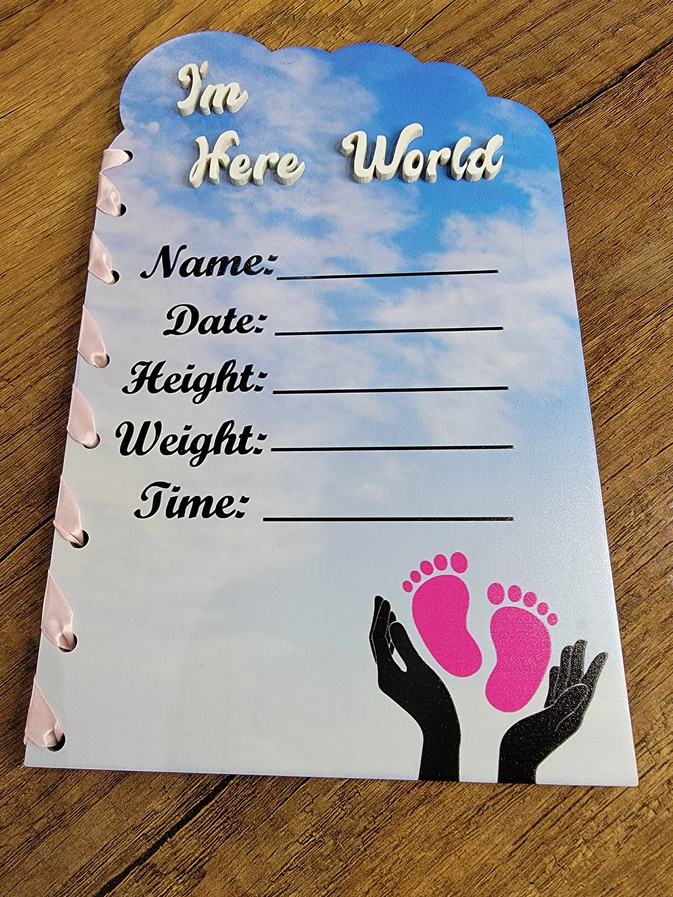 Newborn Announcement Sign, Baby Hospital Sign, Baby Girl Birth Stats ...