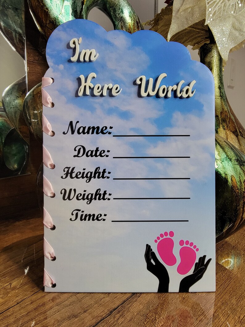 Newborn Announcement Sign, Baby Hospital Sign, Baby Girl Birth Stats ...