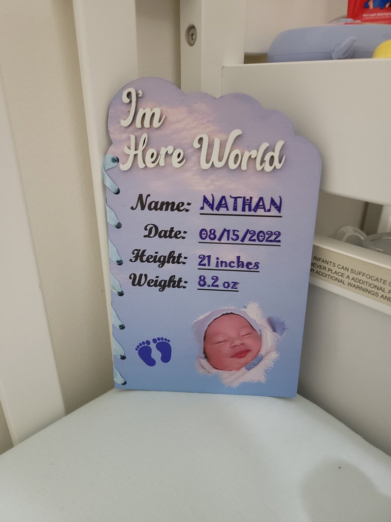 Personalized Baby Announcement Sign: 3D Wooden Birth Stats - Etsy