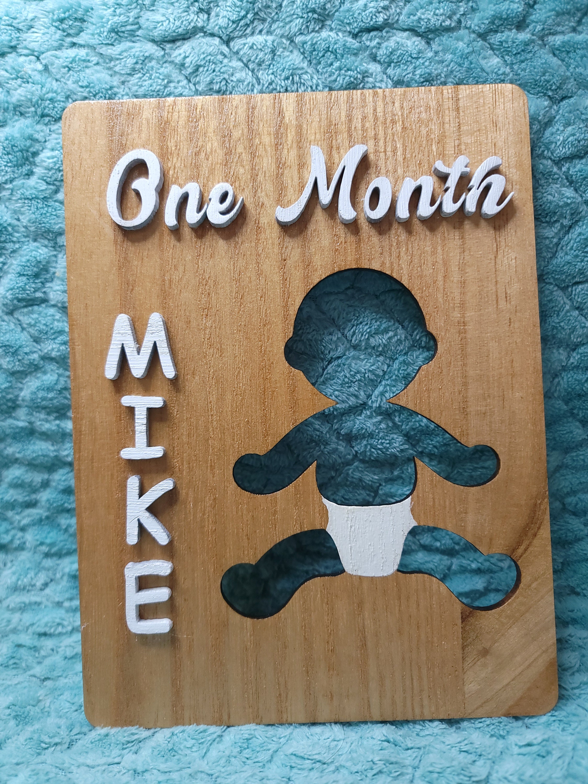 Kid-shaped Wooden First Month Sign Milestone Baby Card One - Etsy