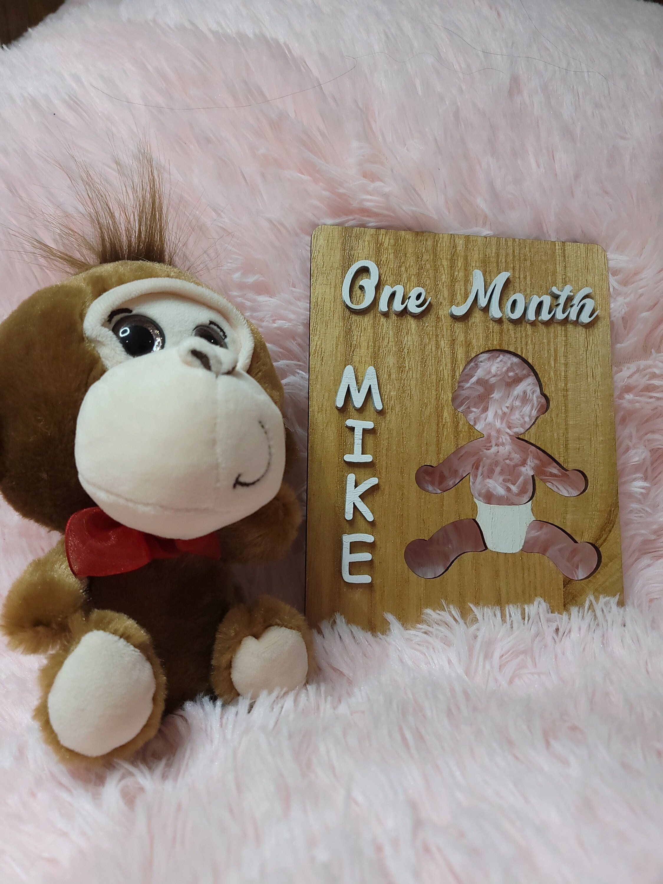 Kid-shaped Wooden First Month Sign Milestone Baby Card One - Etsy