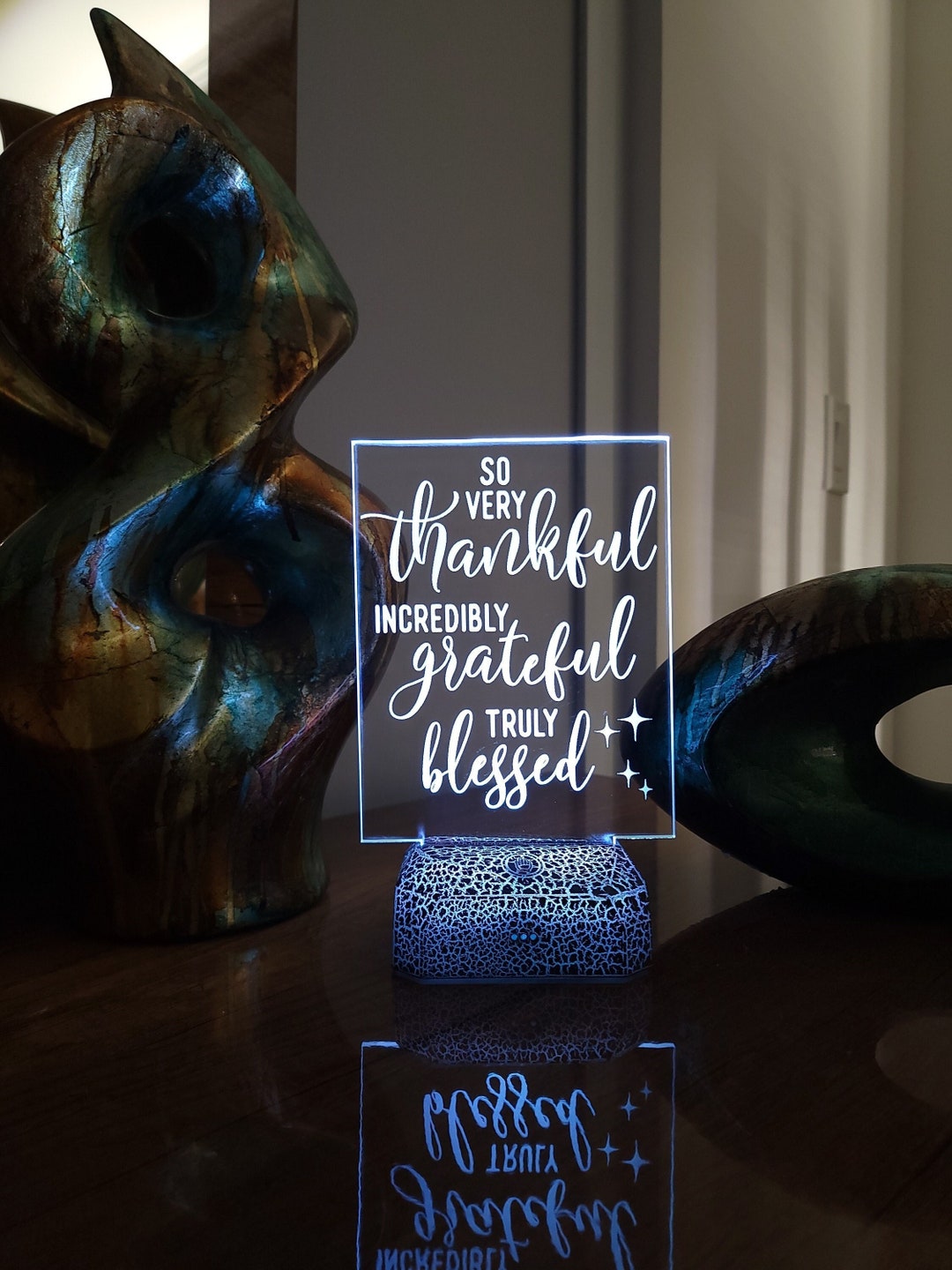 Thankful Grateful Blessed LED Night Light: Thanksgiving Decor - Etsy
