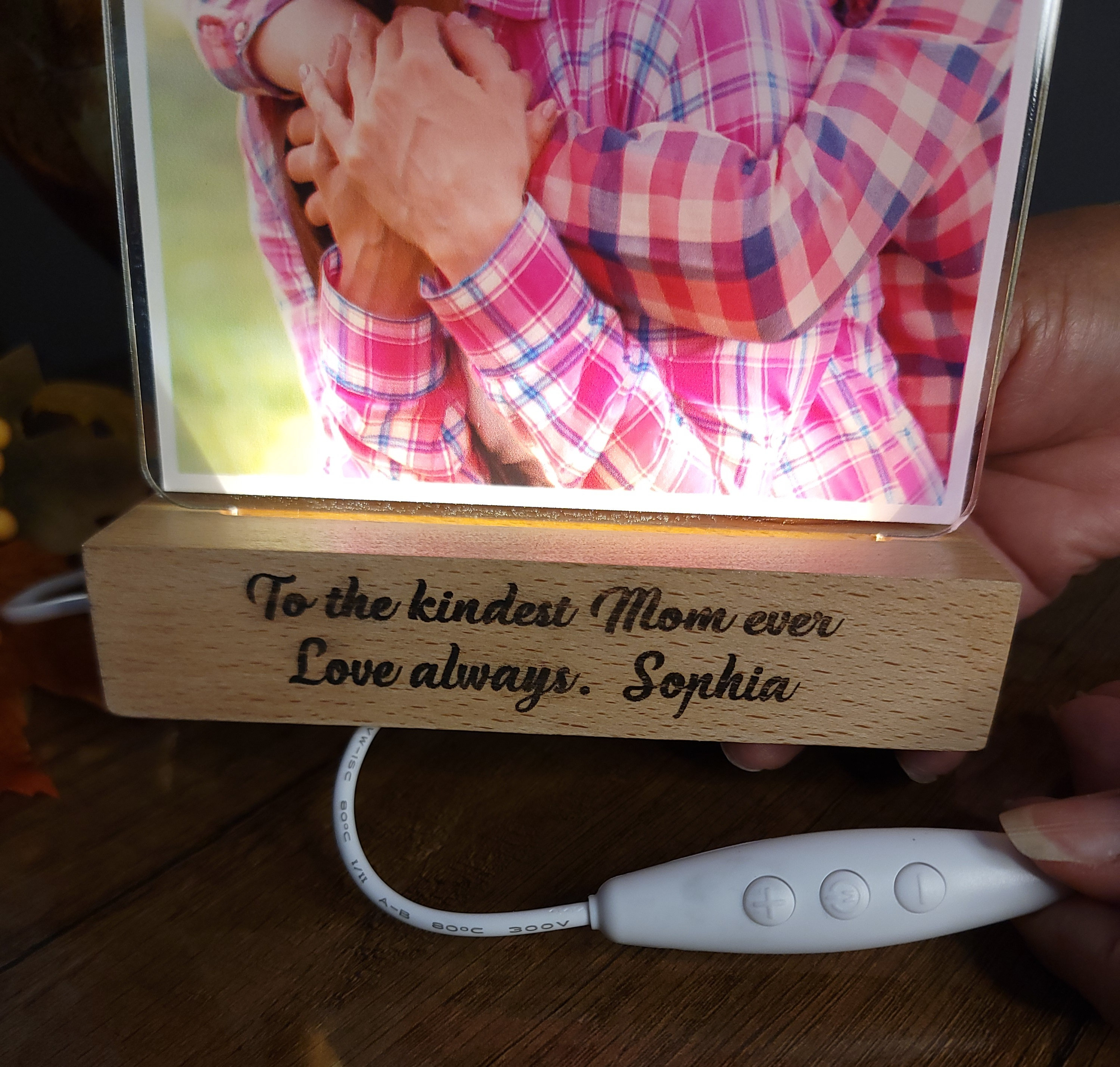 Custom Photo Night Light: Personalized Engraved Wooden Base Gift - Etsy