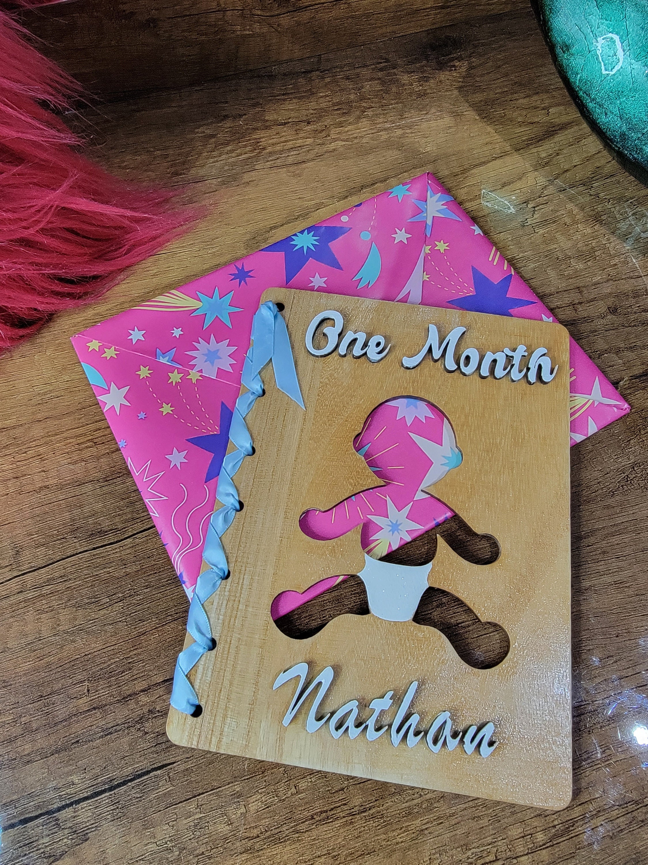 Kid-shaped Wooden First Month Sign Milestone Baby Card One - Etsy