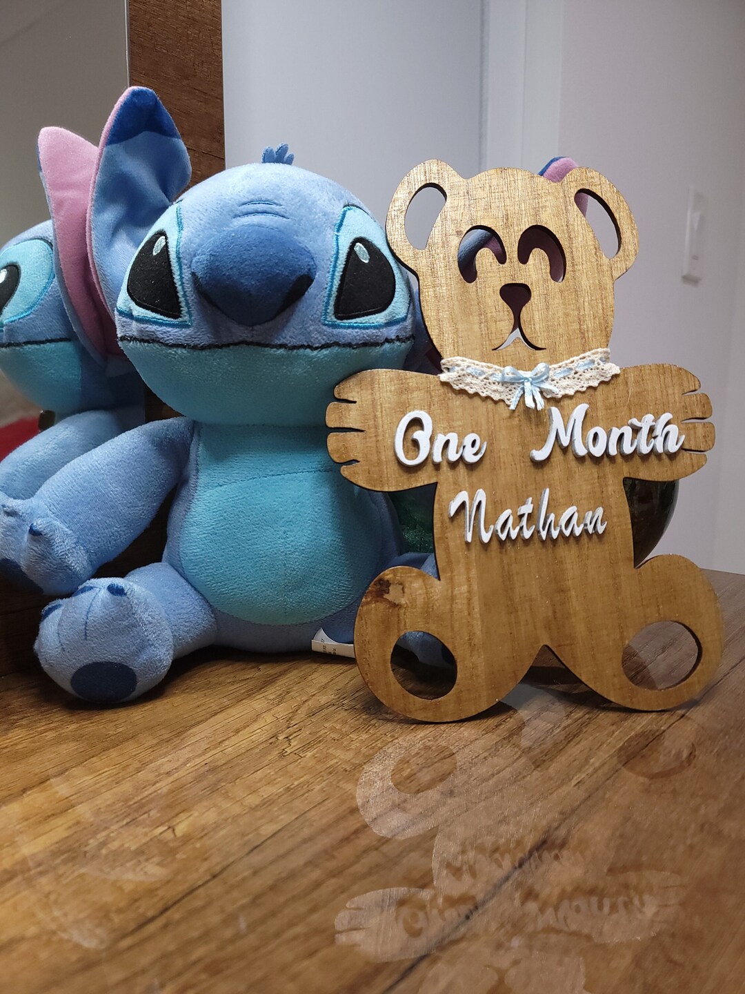Personalized Wooden Bear One Month Milestone Sign - Etsy