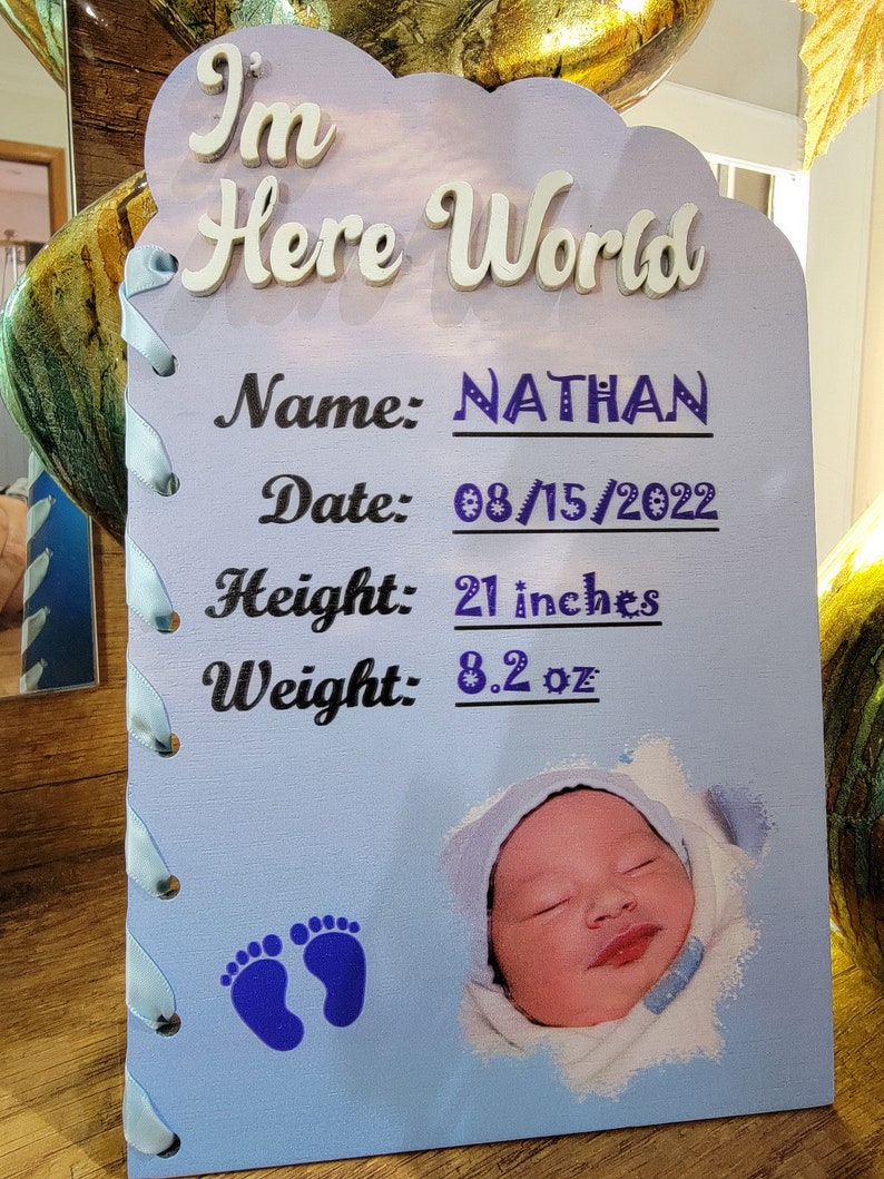 Personalized Baby Announcement Sign: 3D Wooden Birth Stats - Etsy