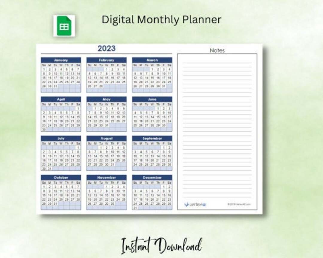 Digital Monthly Planner | Google Sheets - Etsy