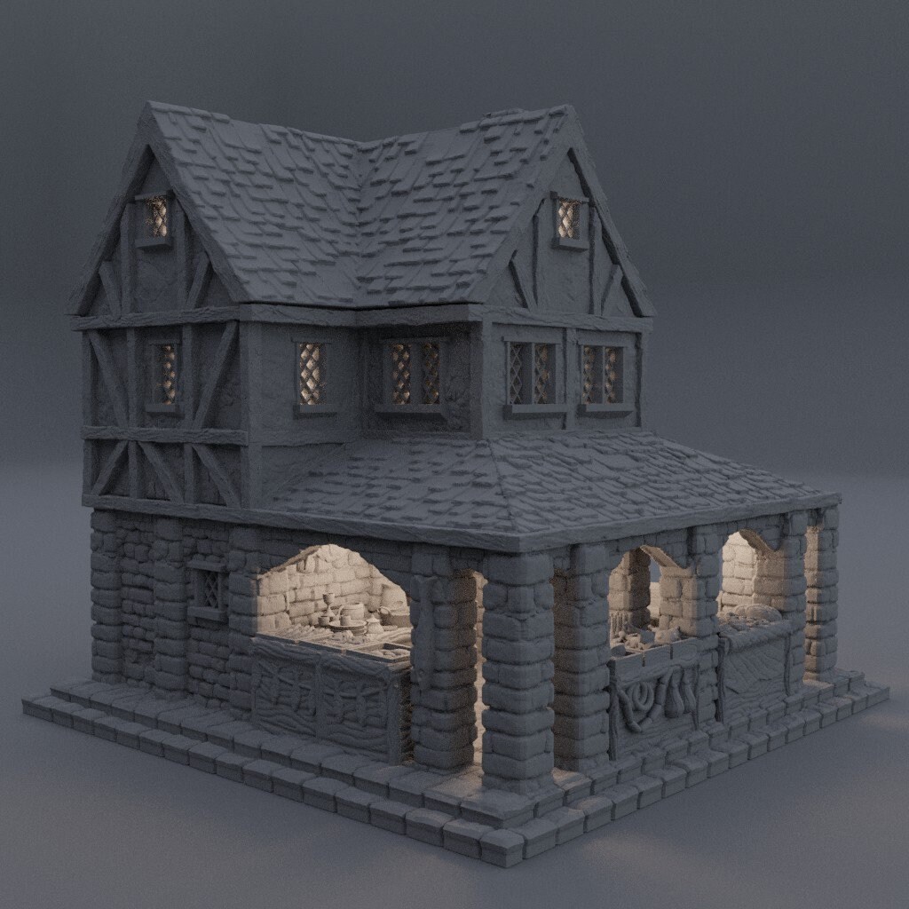 Medieval Market 28mm 3D Print Building Terrain Dnd - Etsy