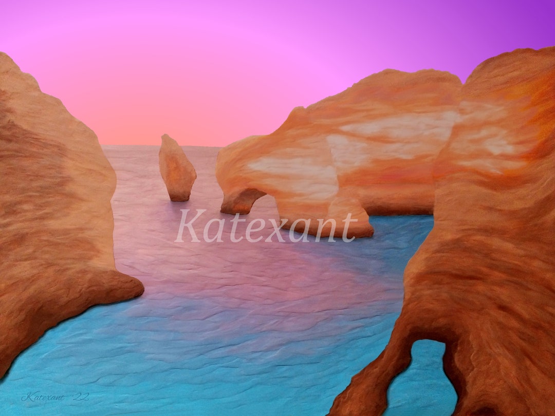 Sunset - Coast - Plasticine and Graphic Program - Etsy