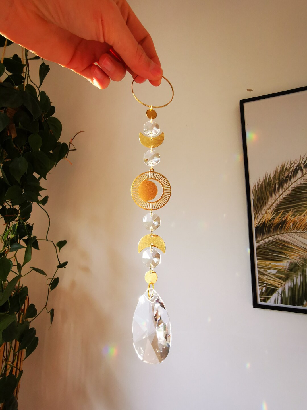 The Suncatcher Large Moon Large Suncatcher With Rainbow Crystals to ...