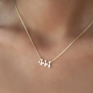 14K Solid Gold Necklace, Angel Number Necklace, Custom Number Necklace ...