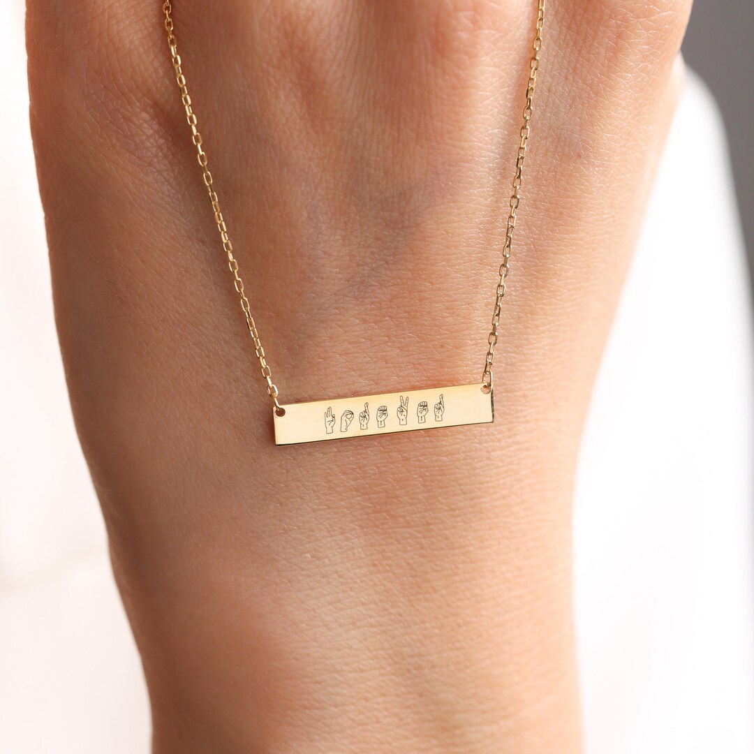 Sign Language Necklace, Personalized Name Necklace in Sign Language ...