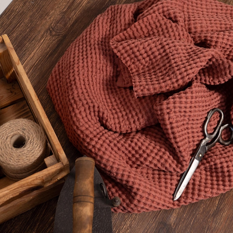 Waffle Linen Fabric - Etsy