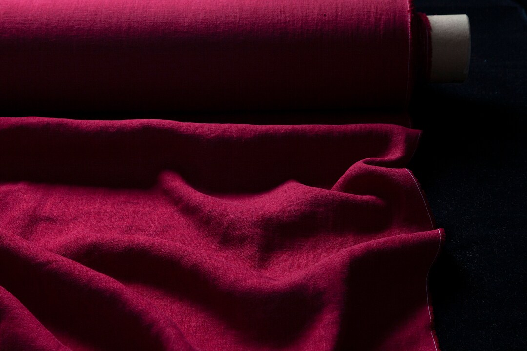 Linen Fabric Red Wine, Organic Flax Fabrics, Fabric by the Yard or ...