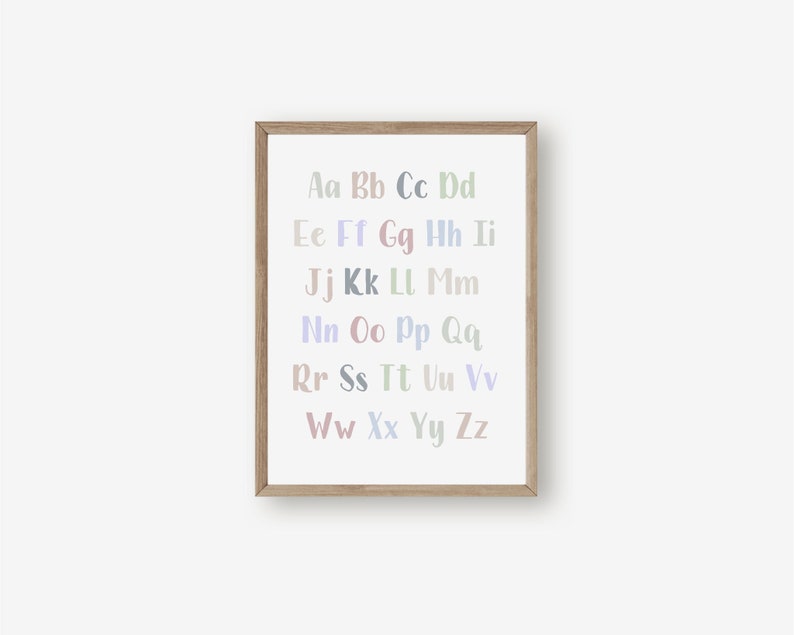Pastel Alphabet Poster (uppercase and Lowercase), Educational Poster - Etsy
