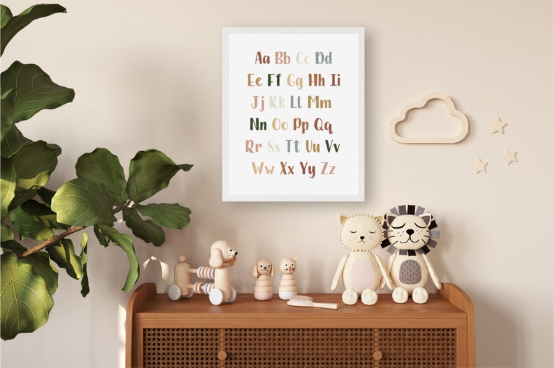 Boho Alphabet Poster uppercase and Lowercase Educational - Etsy
