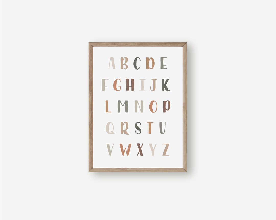 Earth Tone Alphabet Poster, Educational Poster - Etsy