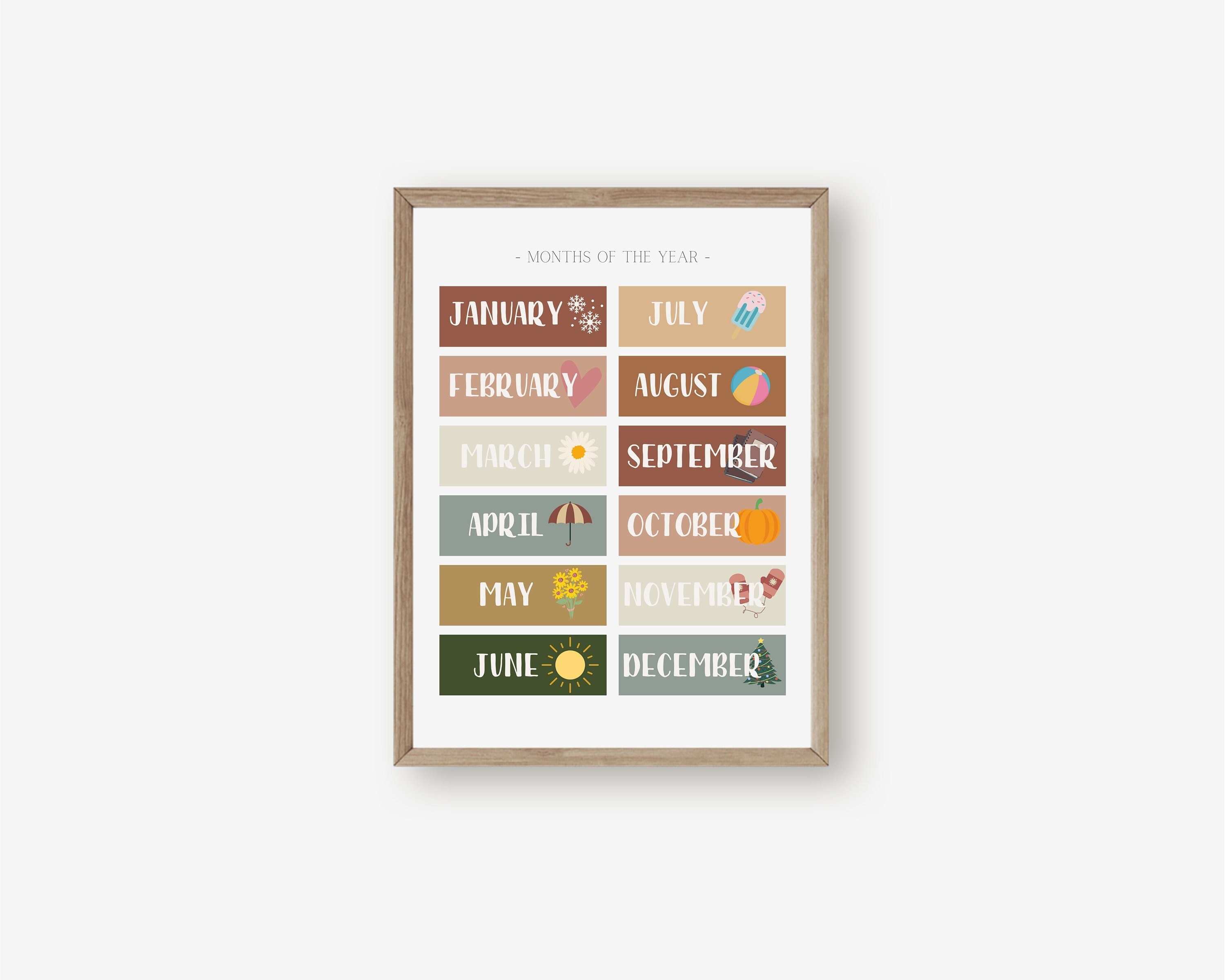Boho Months of the Year Poster, Educational Poster - Etsy