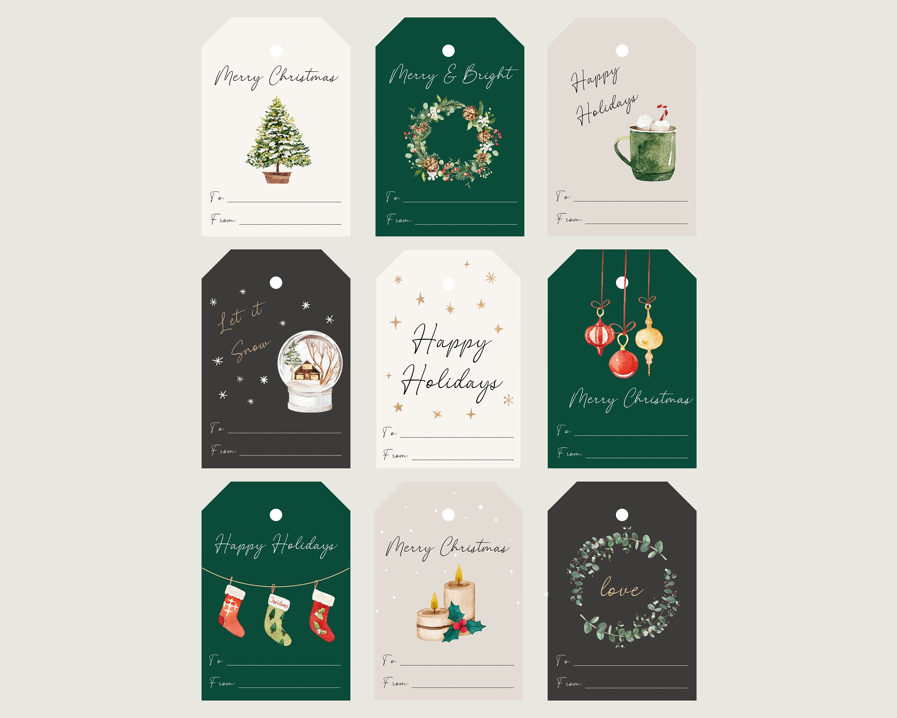 Printable Christmas Gift Tags Holiday Gift Tags - Etsy