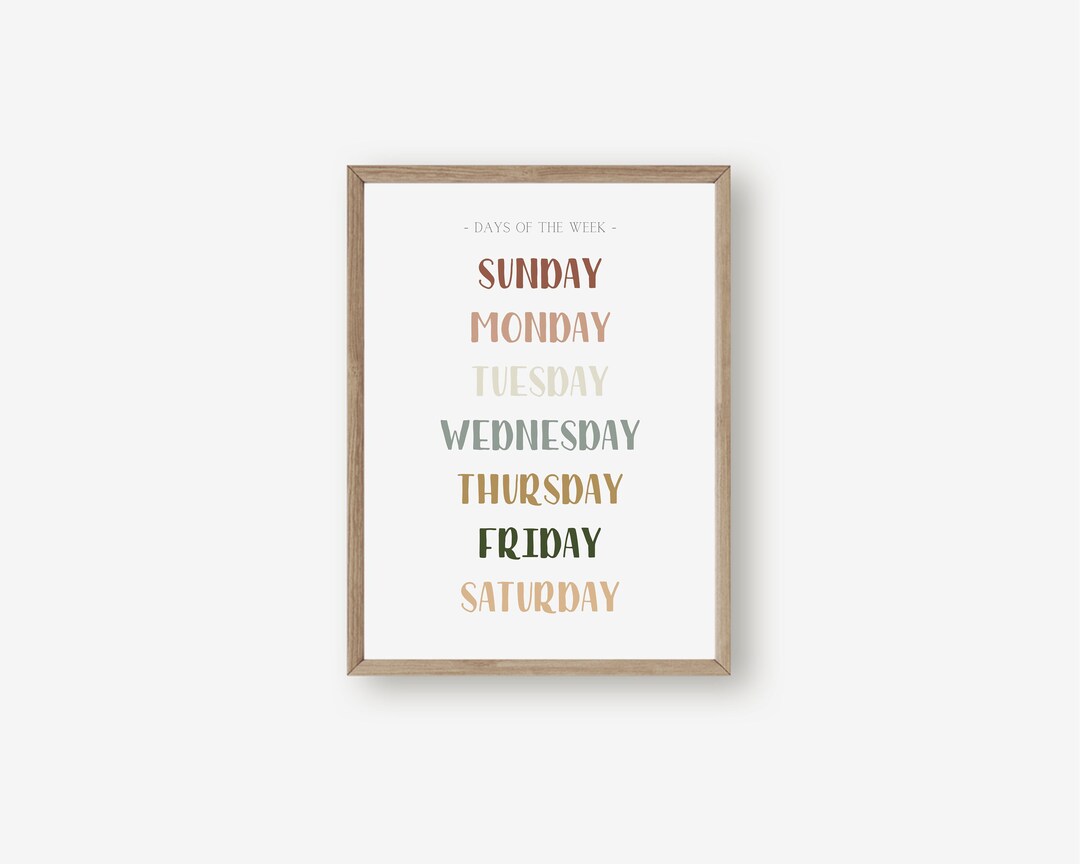Boho Days of the Week Poster, Educational Poster - Etsy