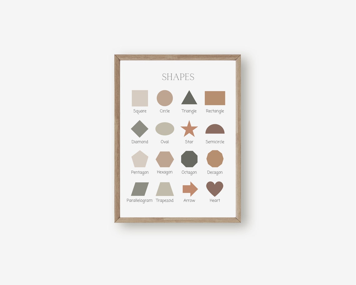Earth Tone Shapes Poster, Educational Poster - Etsy