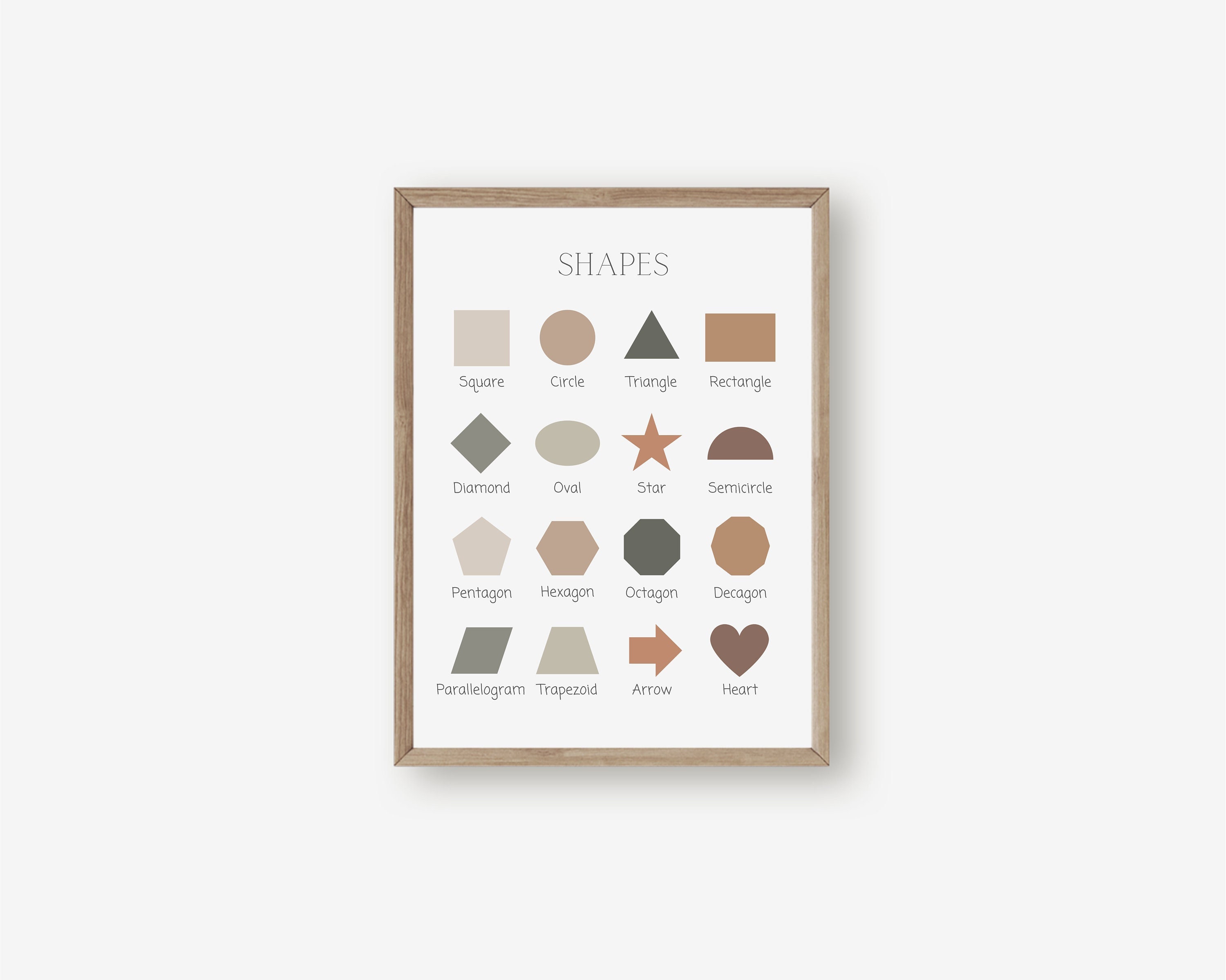 Earth Tone Shapes Poster, Educational Poster - Etsy
