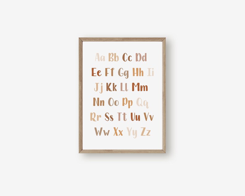 Rust Tone Alphabet Poster (uppercase and Lowercase), Educational Poster ...