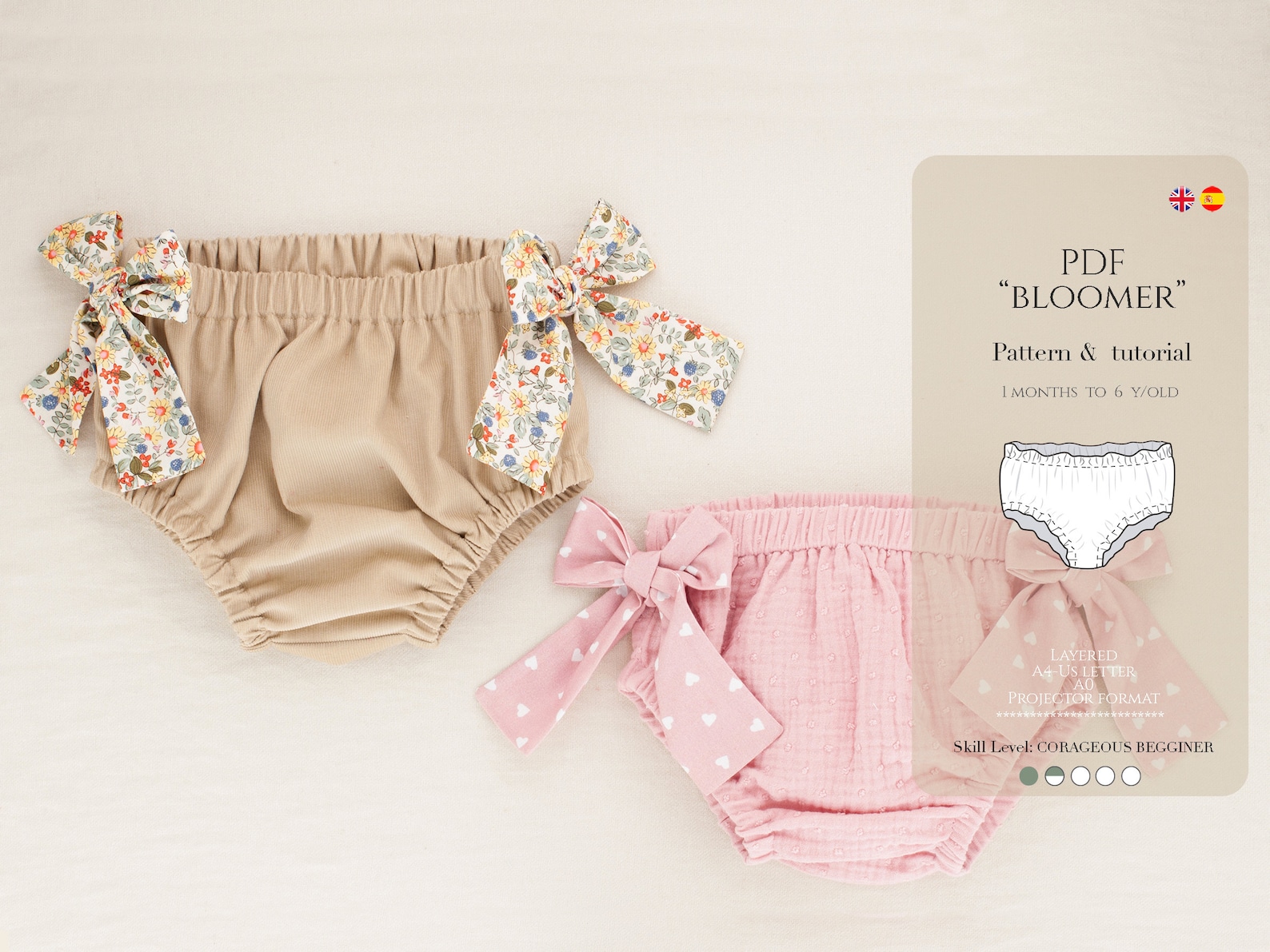 Bloomer PDF Pattern and Tutorial Baby Toddler Kids Bloomers Sewing Pattern Unisex Diaper Cover ...