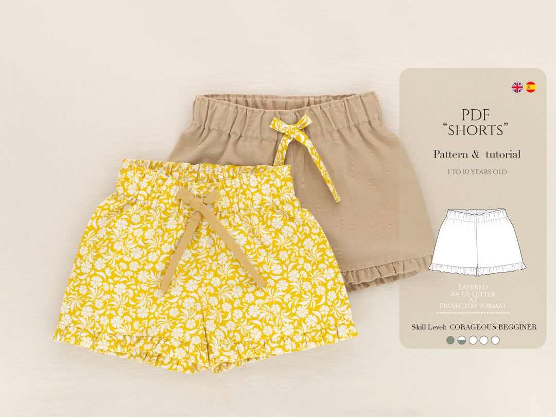 Easy Girls Shorts Sewing Pattern: Baby Toddler Kids Sizes 1-10 (PDF ...