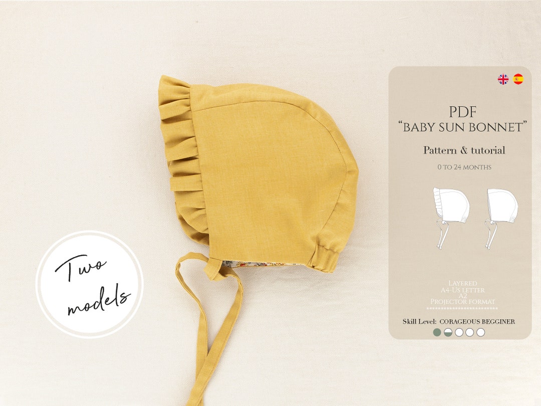 Baby Bonnet PDF Sewing Pattern: Frill Sun Hat, 0-24 Months (digital ...